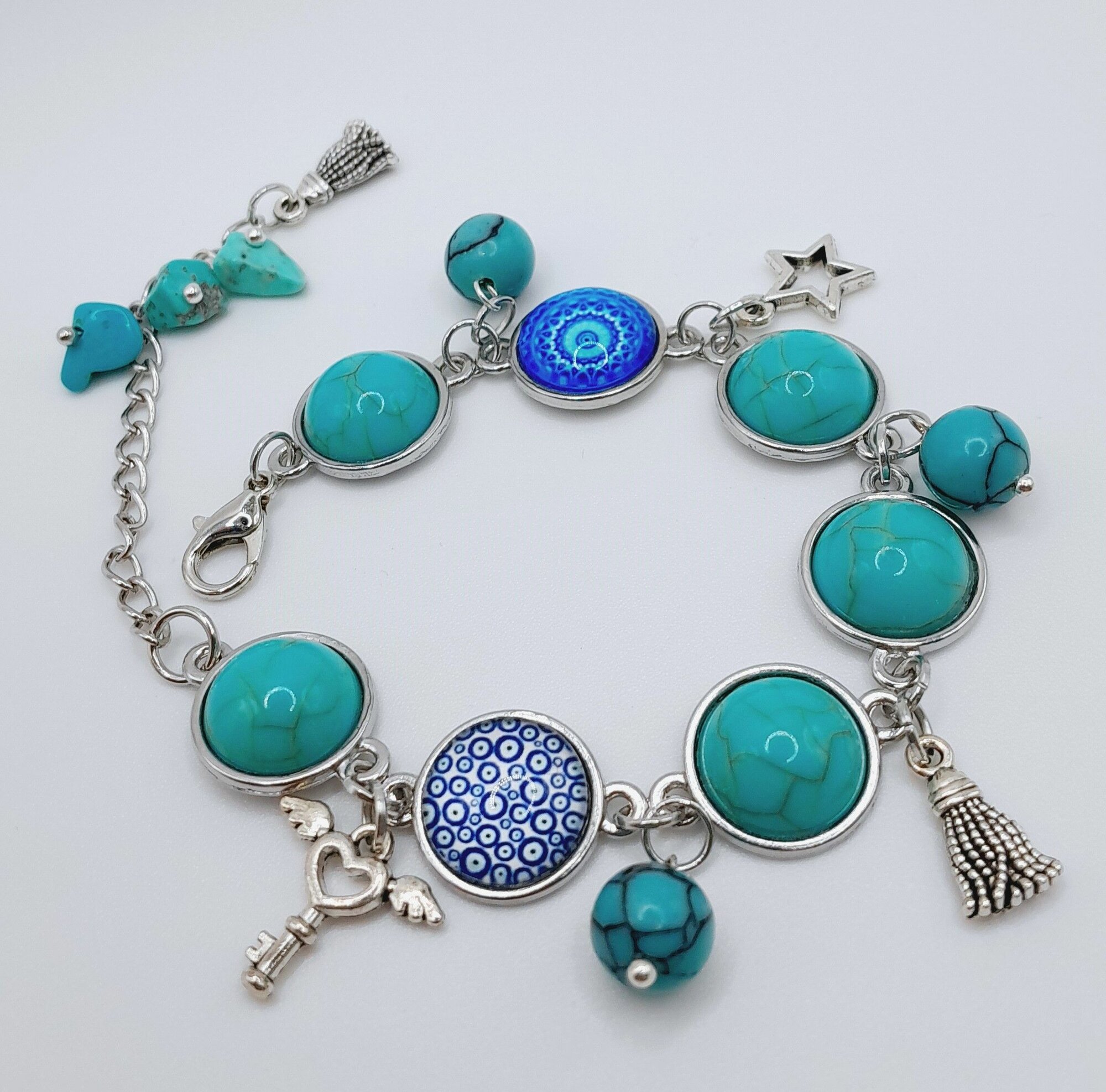 Браслет, бирюза синтетическая