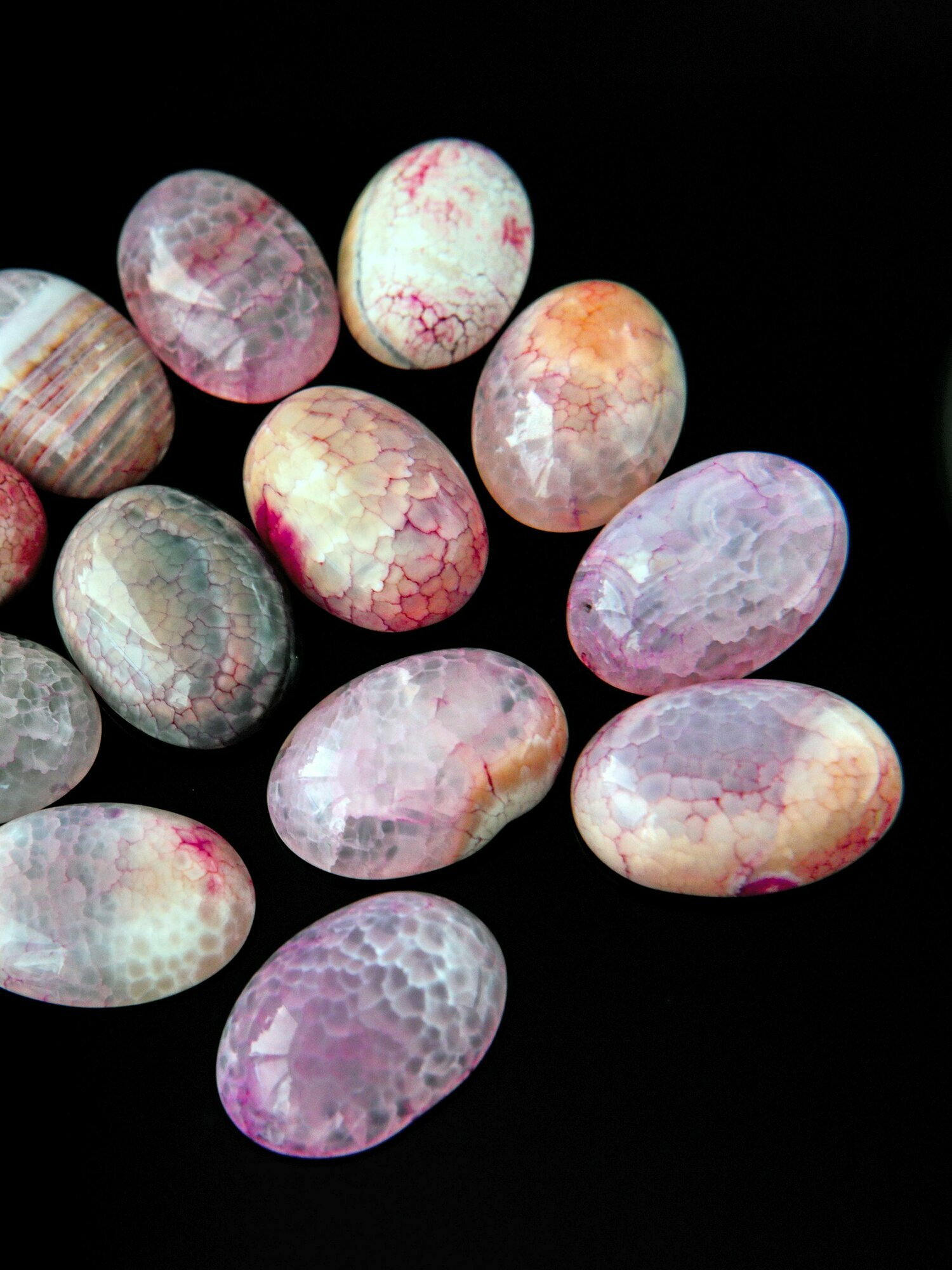 Кабошон Агат 2 шт, овальный, цвет розовато-сиреневый, размер 25x18x6.5 мм