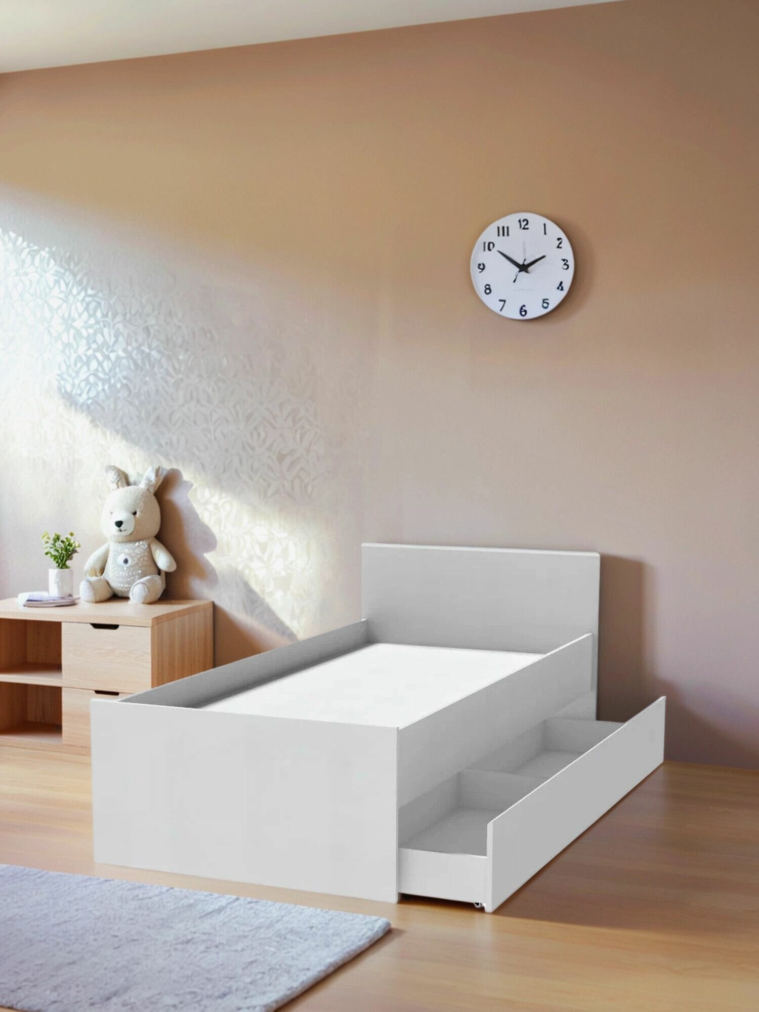 Односпальная кровать с ящиком 90х200 "Кэт-1" арт.015 Белый