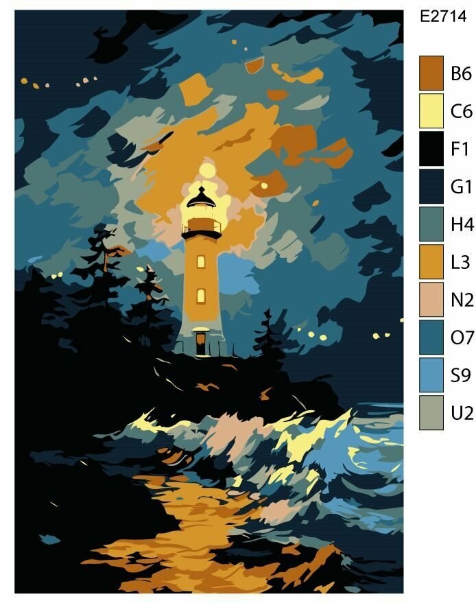 Детская картина по номерам E2714 "Маяк и бушующее море" 20x30