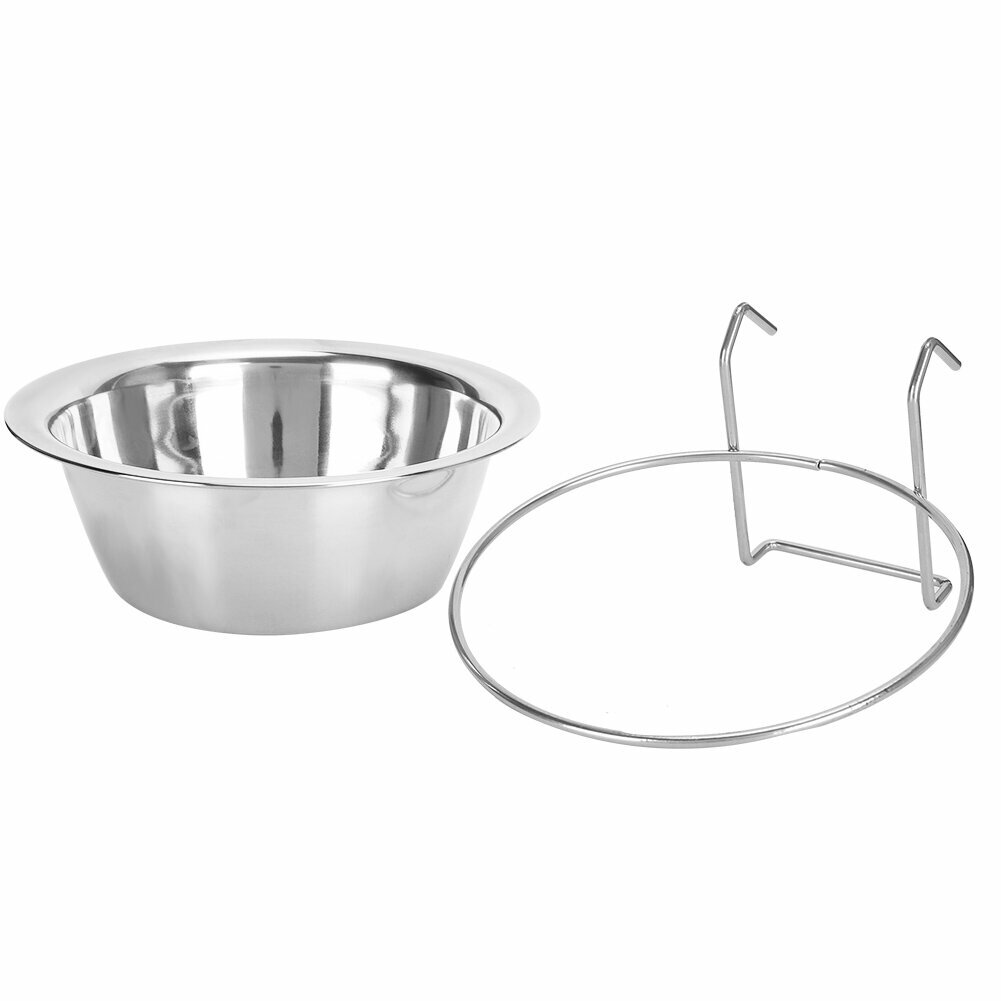 Pet Dog Cat из нержавеющей стали, висящая миска, прочная водяная горшка, висящая на клетке с фиксированным кронштейном