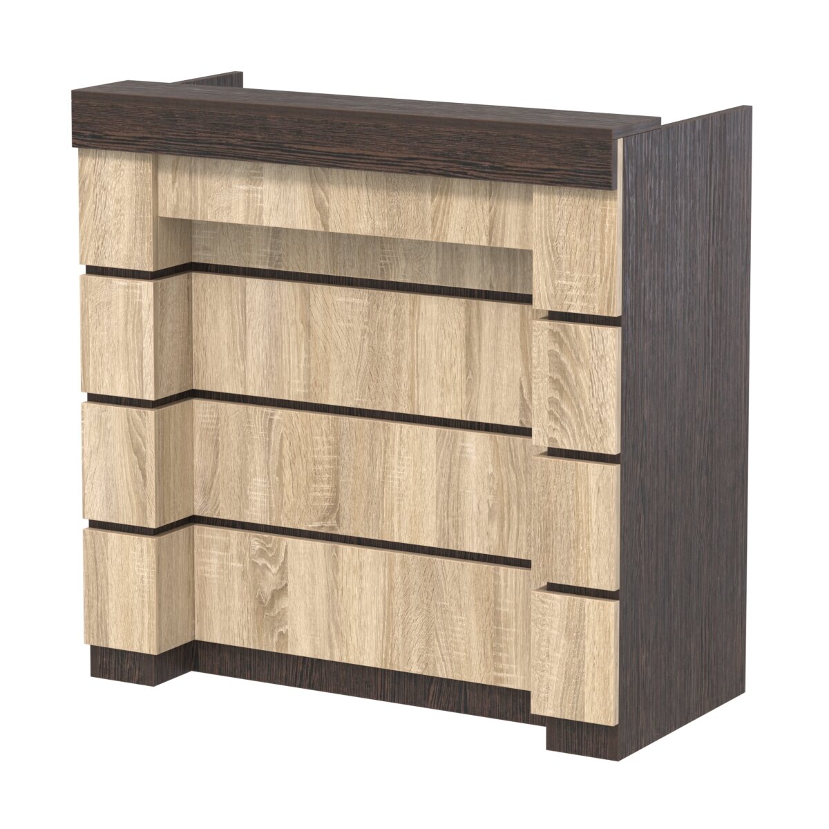 Торговый кассовый прилавок выкатной с утопленным фасадом №УФК-1-1, Дуб Венге + Дуб Сонома