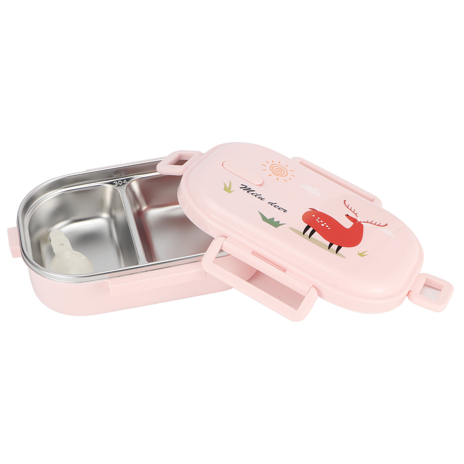 Изолированный ланч-бокс, герметичный контейнер для бенто из нержавеющей стали, детский контейнер для японской еды (розовый)