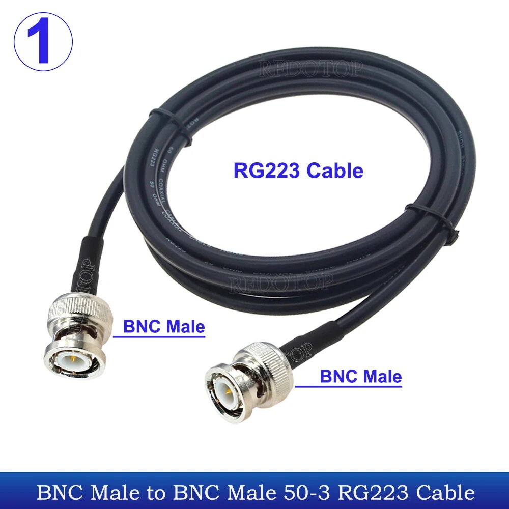 RFDOTOP RG-223 кабель BNC «папа» на BNC «папа/гнездо» 50 Ом 50CM, BNC M to BNC M