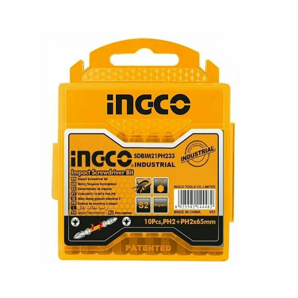 Бита отверточная INGCO INDUSTRIAL SDBIM21HL133, двусторонняя, сталь S2, длина 65мм