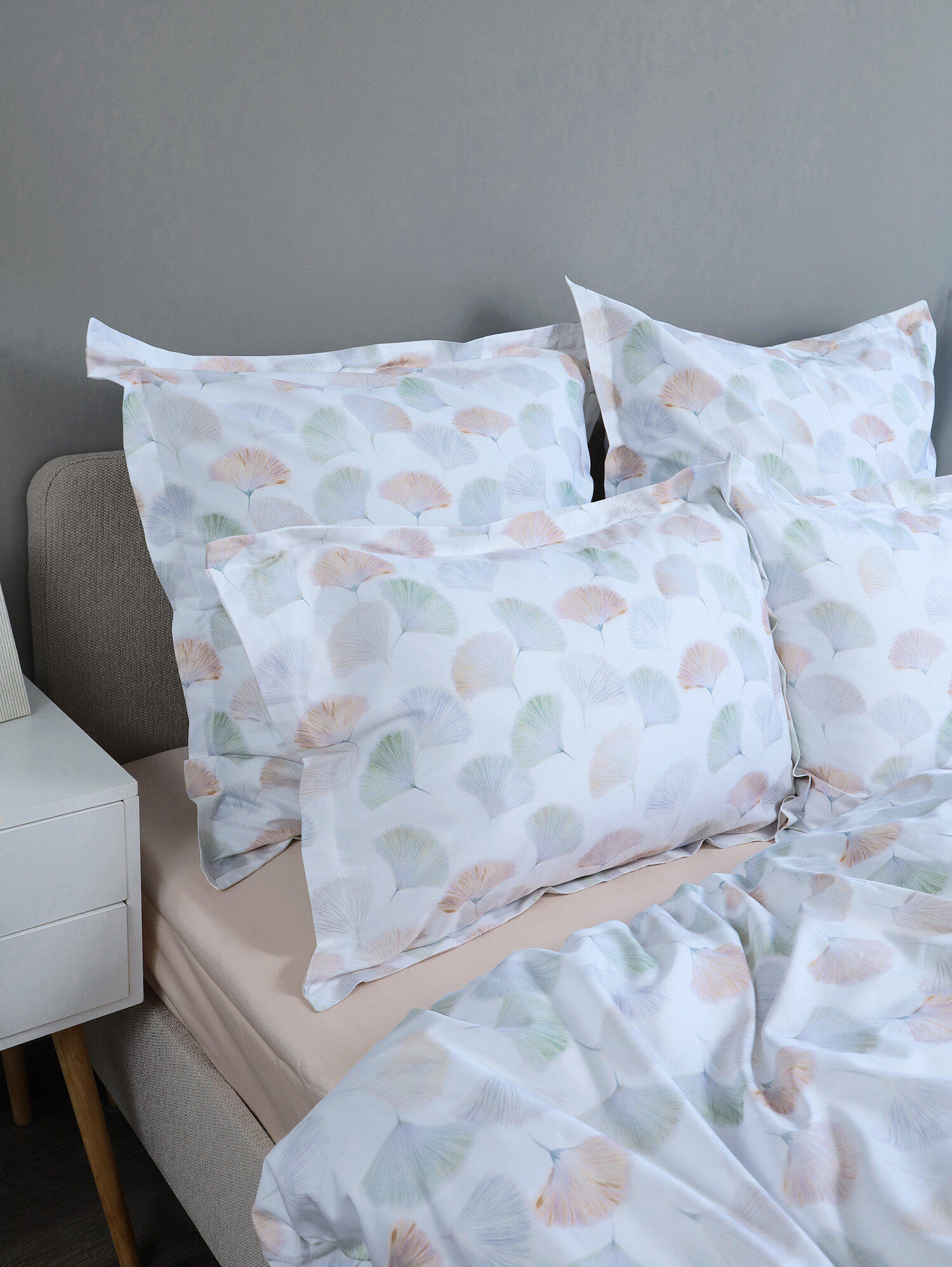 Сатиновые наволочки RS-097 Elin (кремовый), Комплект наволочек 50x70 (2шт) (с ушками)