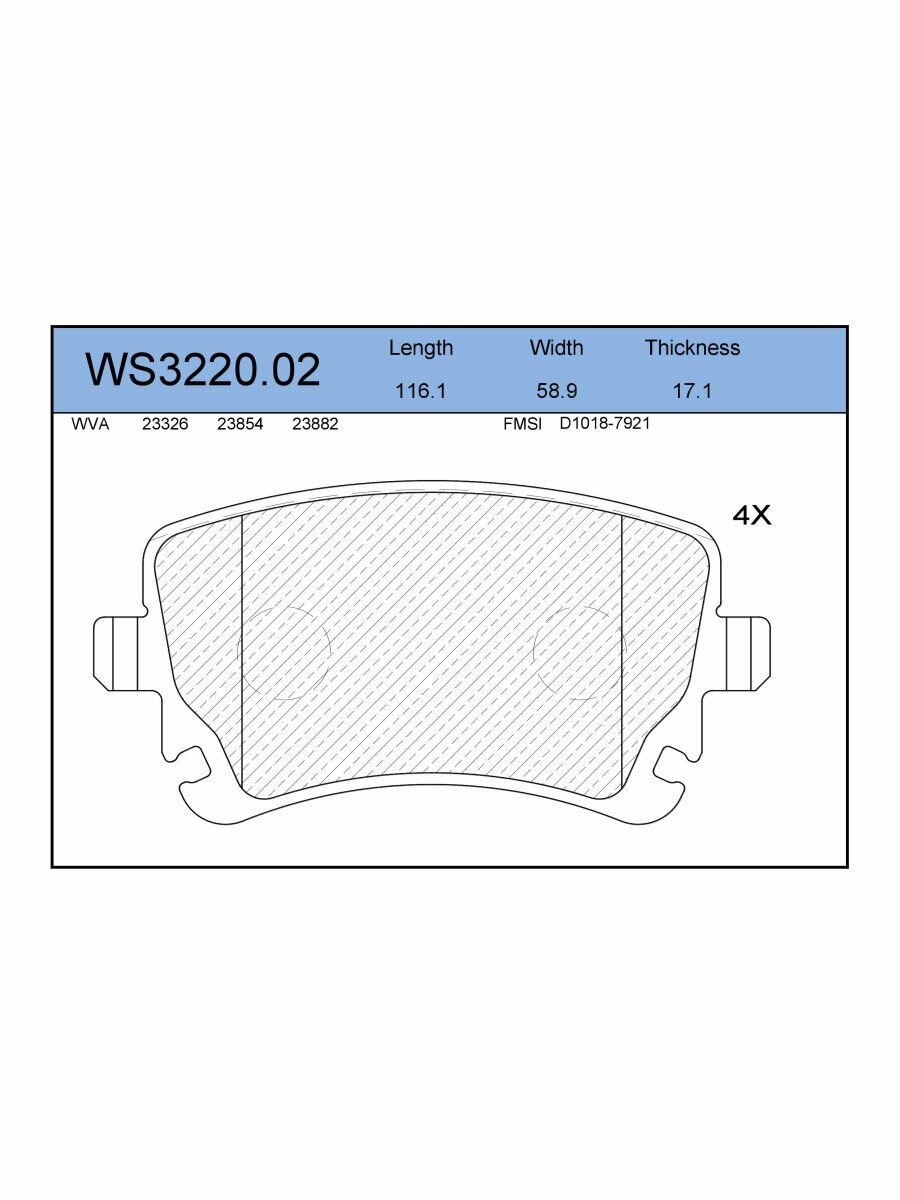 Колодки тормозные дисковые JEENICE WS3220.02 перед для AUDI и Volkswagen