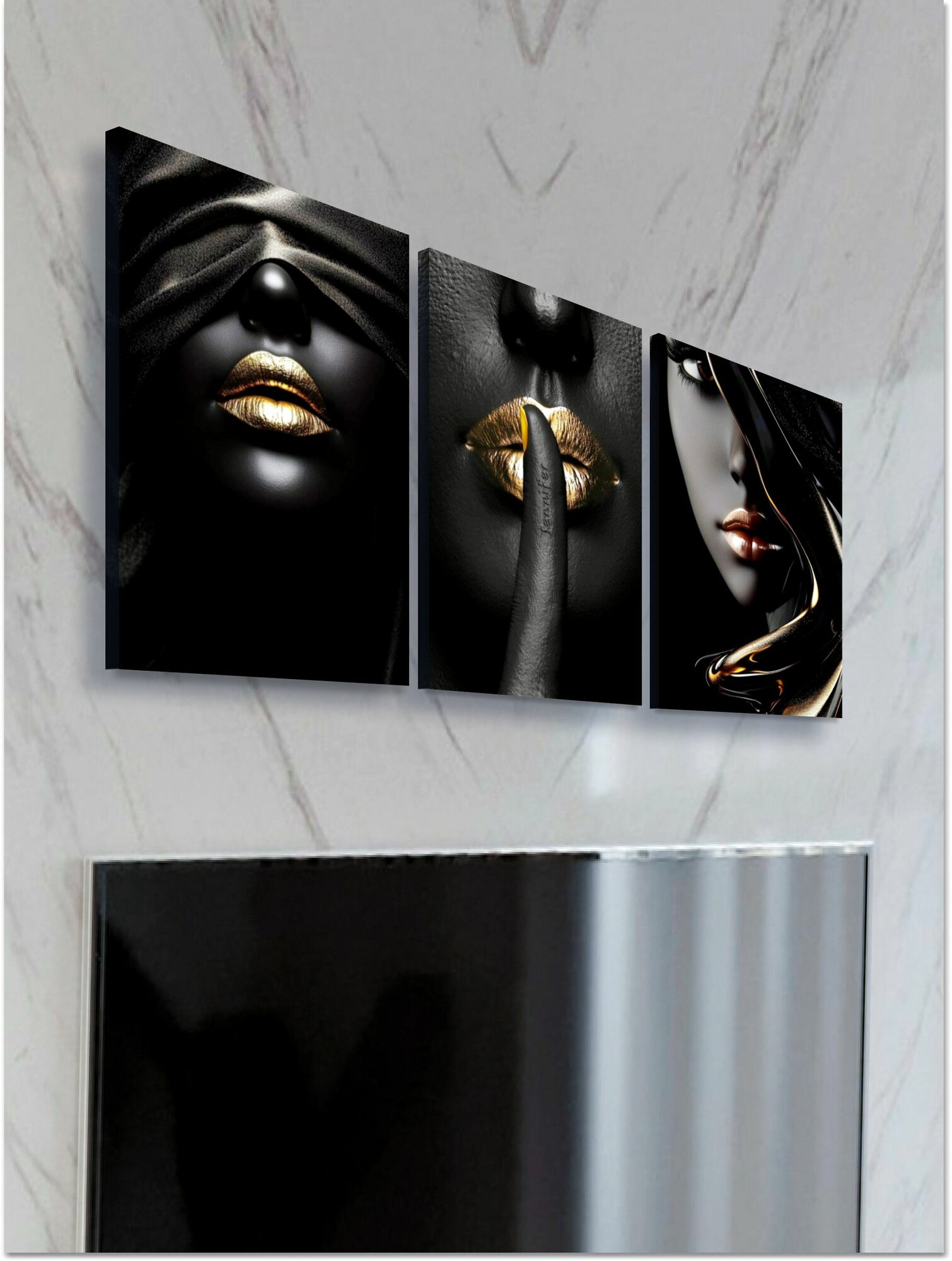 Картина Золотая тройка модульная 50x70см 3шт.