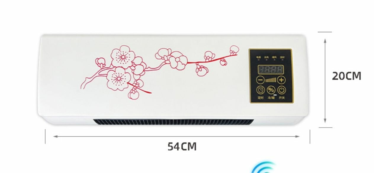 Тепловентилятор керамический настенный обогреватель, тепловая завеса вентилятора с дистанционным управлением, с цифровым термостатом, настенный монтаж -jua