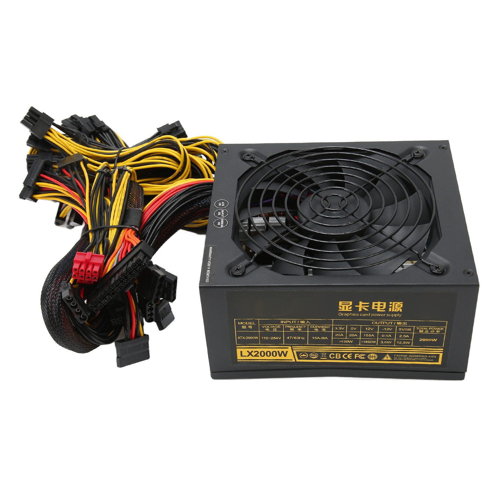 Питание майнинга 2000 Вт с вентилятором с вентилятором Интеллектуальной цепи управления температурой Схема ПК.