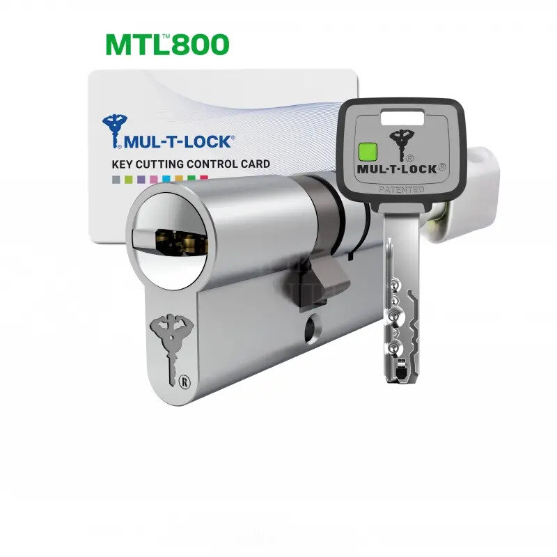 Цилиндровый механизм ключ-вертушка Mul-T-Lock (Светофор) MTL800 86 mm (50+10+26) никель + флажок