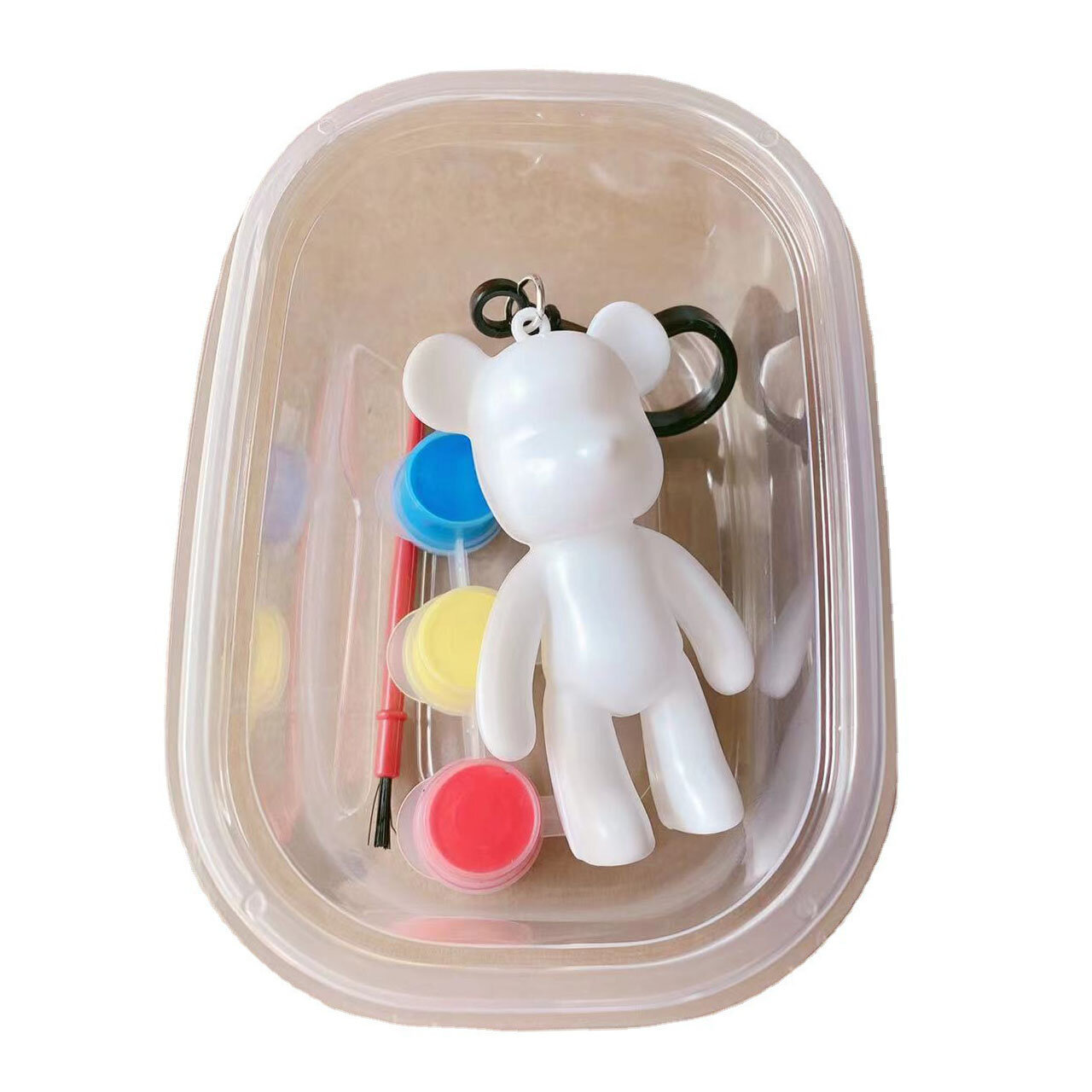 Fluid Bear Keychain DIY Graffiti Painting Violent Models for Children Bear, Paint, Pen, Box
