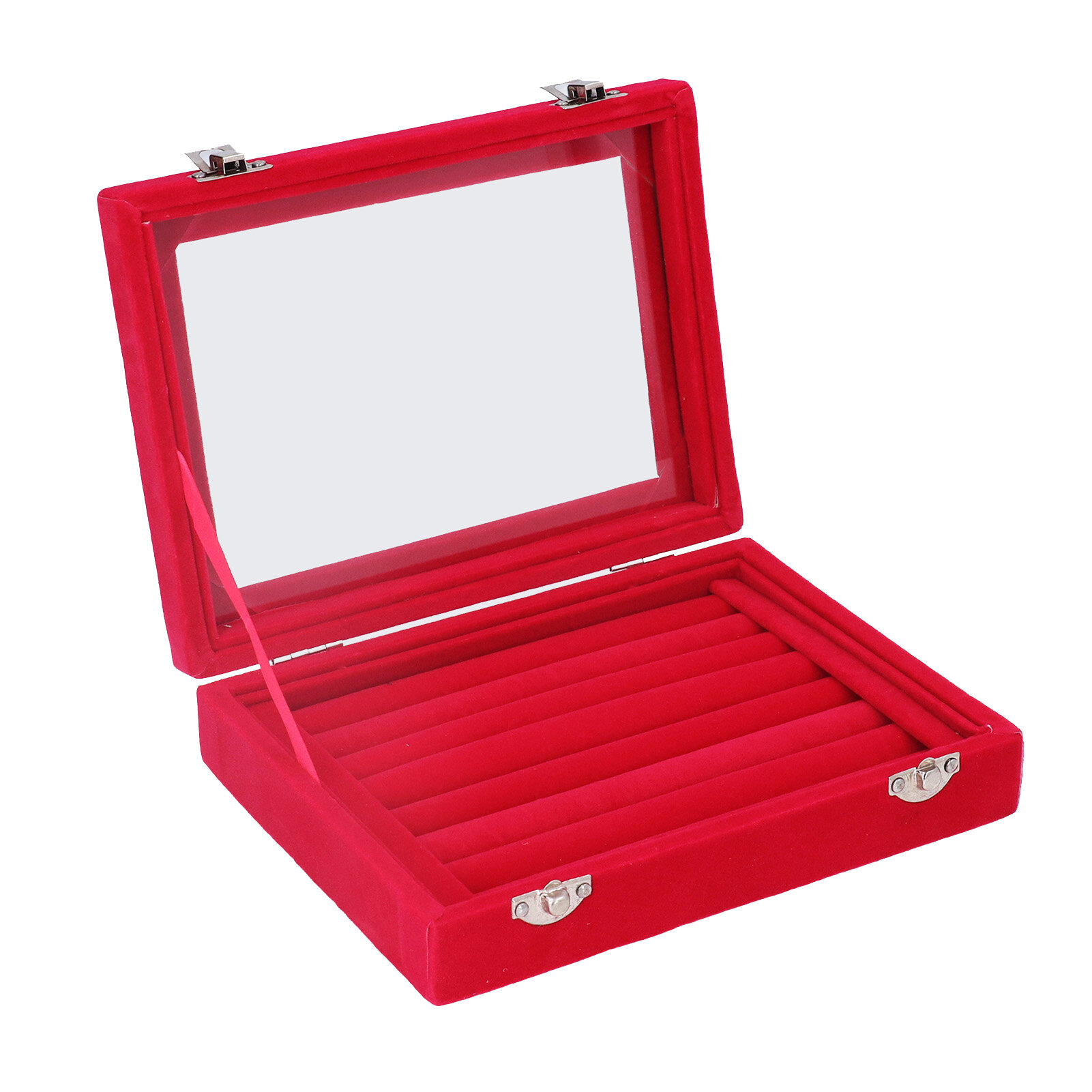 Шкатулка для украшений 7 слотов бархатный держатель для украшений витрина для сережек браслет красный