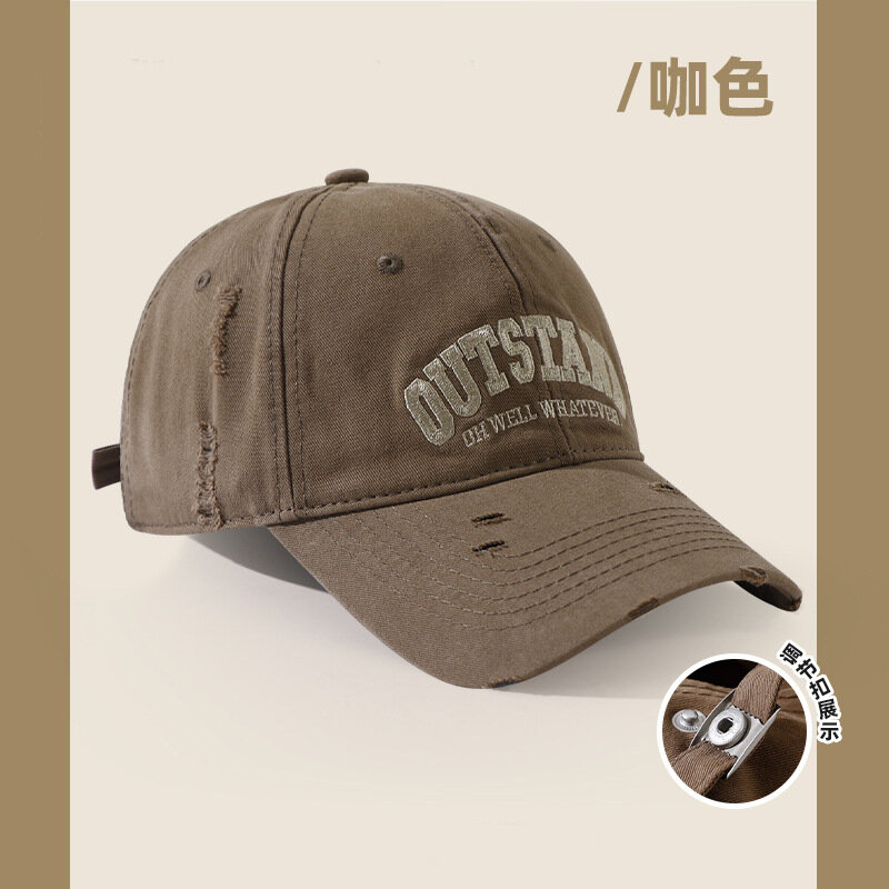 Бейсболка в американском ретро-стиле с потертостями и вышивкой для женщин, летняя универсальная, большая окружность головы, маленькая солнцезащитная кепка