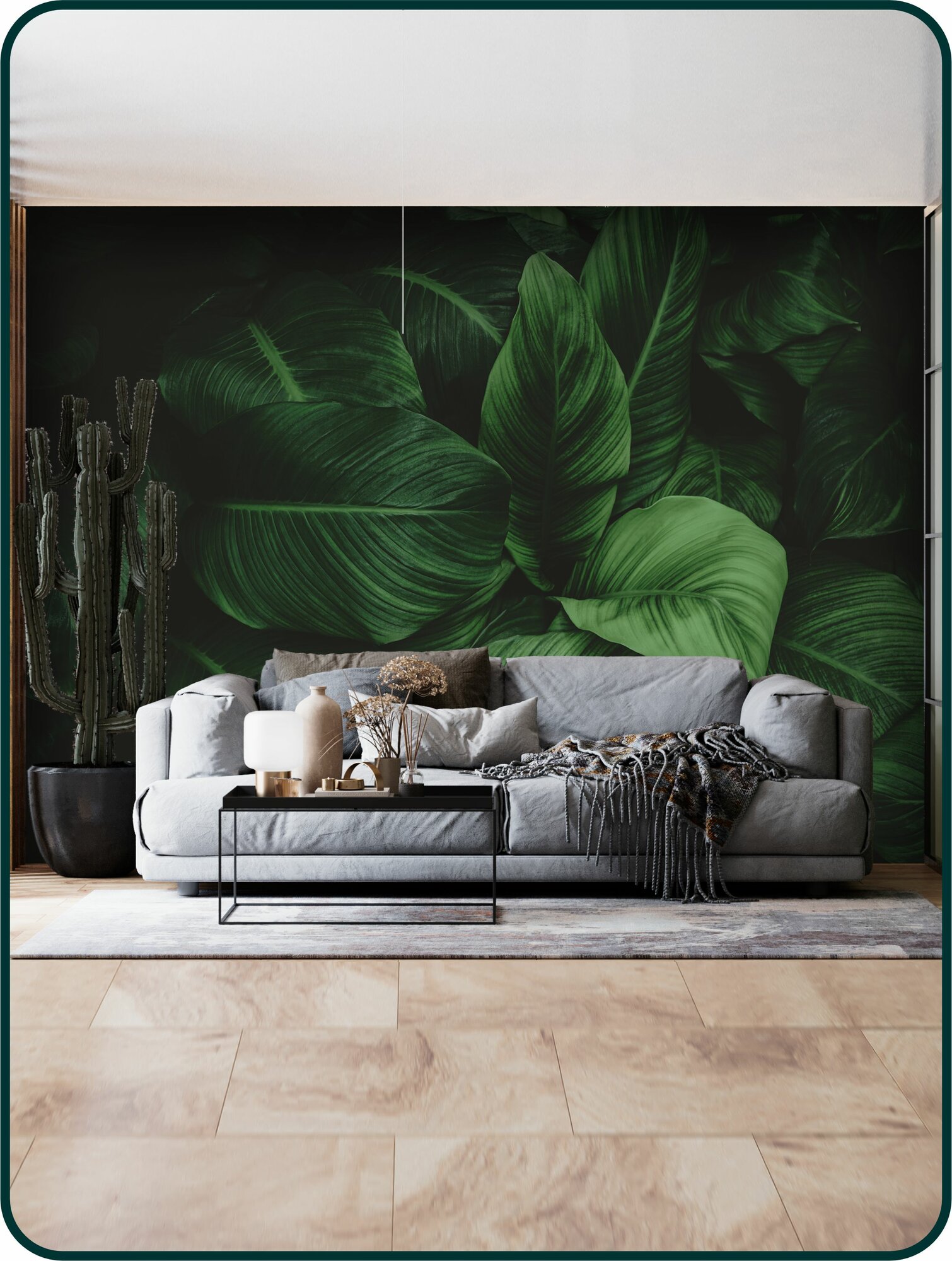 Фотообои на стену в спальню и зал, Темная зелень 400х270 на флизелиновой основе 4 полосы