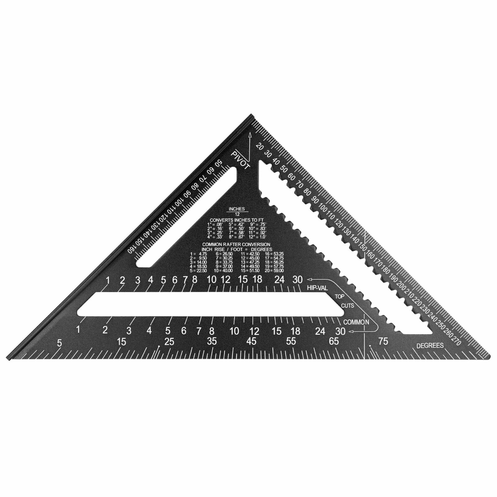 12-дюймовый стропильный угольник 45 90 градусов плотницкий треугольный линейка алюминиевый сплав деревообрабатывающий метрический измерительный инструмент черный