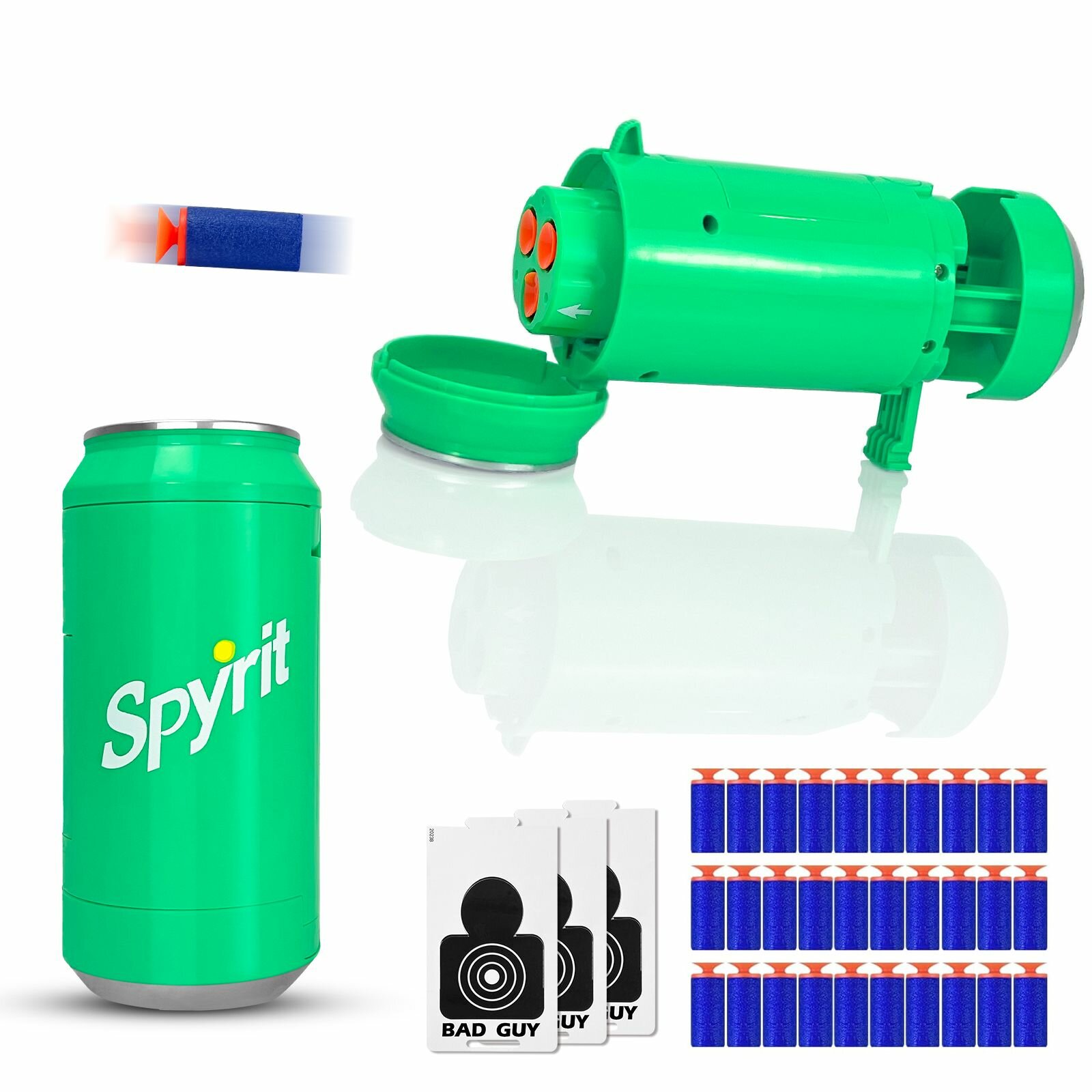 Игрушечный бластер в виде банки 30 мягких дротиков с присосками, 3 мишени, дальность 8 м, новинка для взрослых и подростков