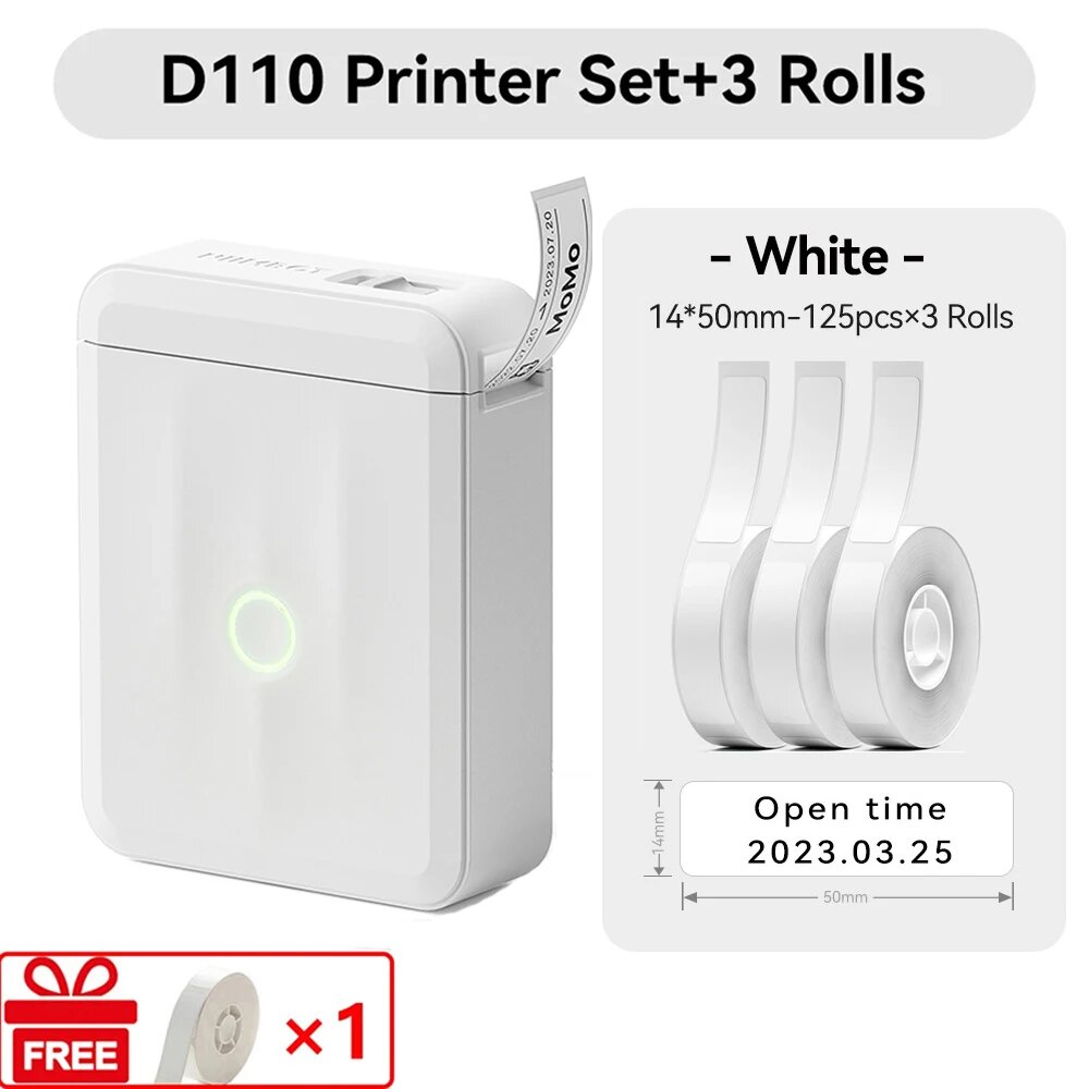Niimbot D110 Карманный термальный принтер White-14x50-3 Rolls