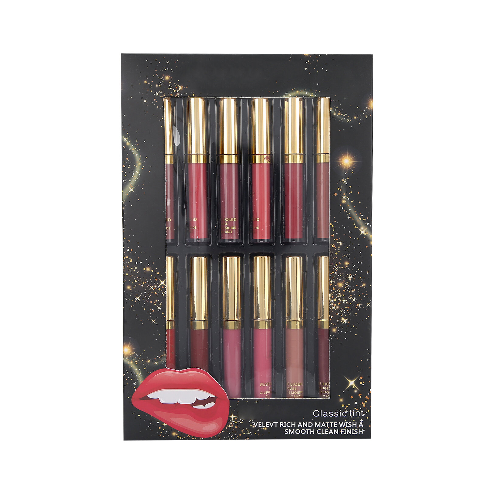 Langmanni 12 цветов, стойкий матовый блеск для губ, набор для макияжа Cup Glaze с антипригарным покрытием.