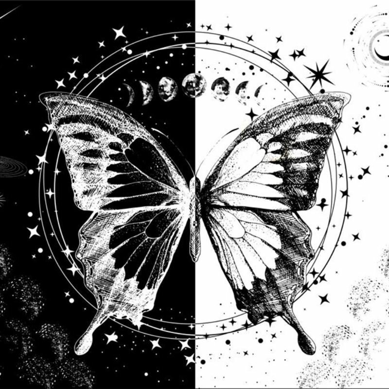 1 кусок скатерти Таро с фазой луны в виде бабочки-213, 50х50 см