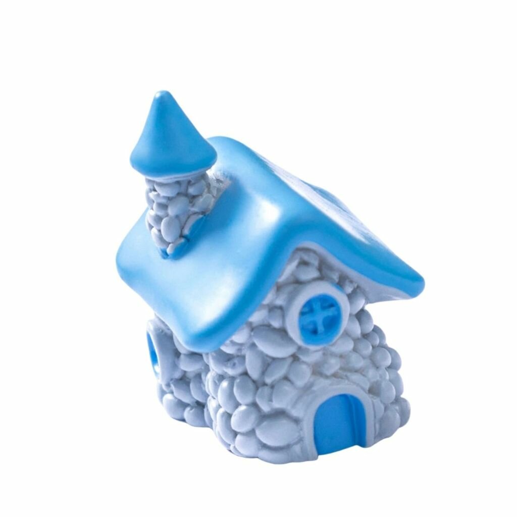 Миниатюрный каменный дом (ретро, с грибами, синий)