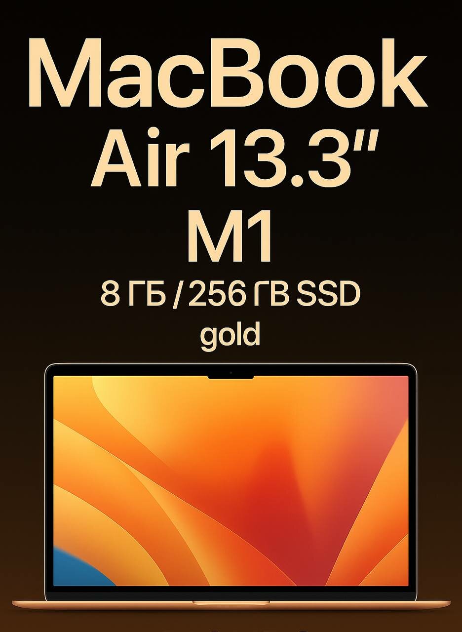 Ноутбук Apple MacBook Air 13.3” M1, 8 ГБ, 256 ГБ SSD, Gold (MGND3), «русская гравировка»