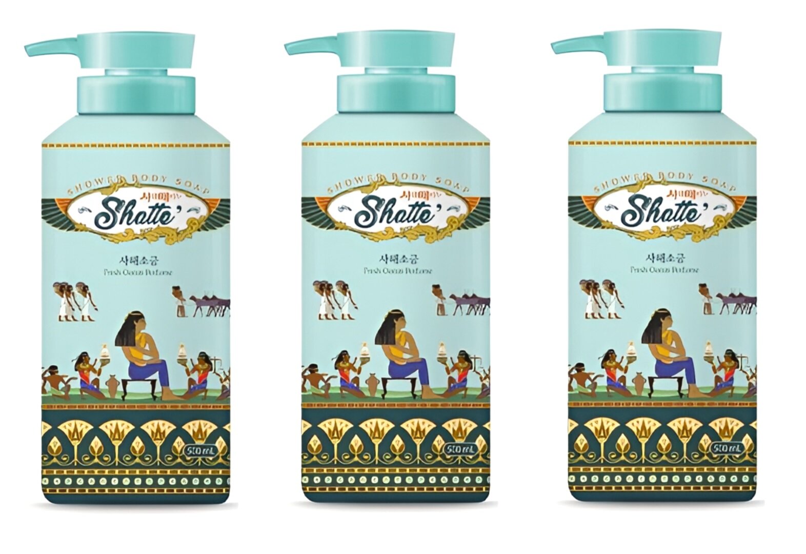 Гель Mukunghwa для душа SHOWER SCRUB SOAP Dead Sea Salt With Fresh Ocean Perfume (POUCH), 450 мл, 3 шт