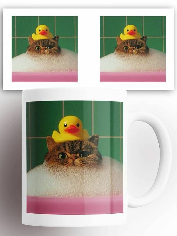 Кружка Котик с уточкой 330 мл