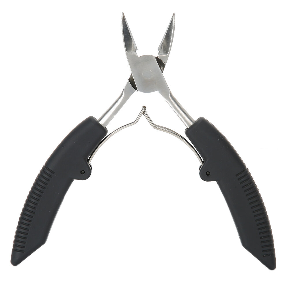 Ножницы для кутикулы, кусачки для ногтей и вросших ногтей, педикюрный инструмент, черный, 1 штука, размер 13.8 x 5.5 см, материал резина и пластик + нержавеющая сталь