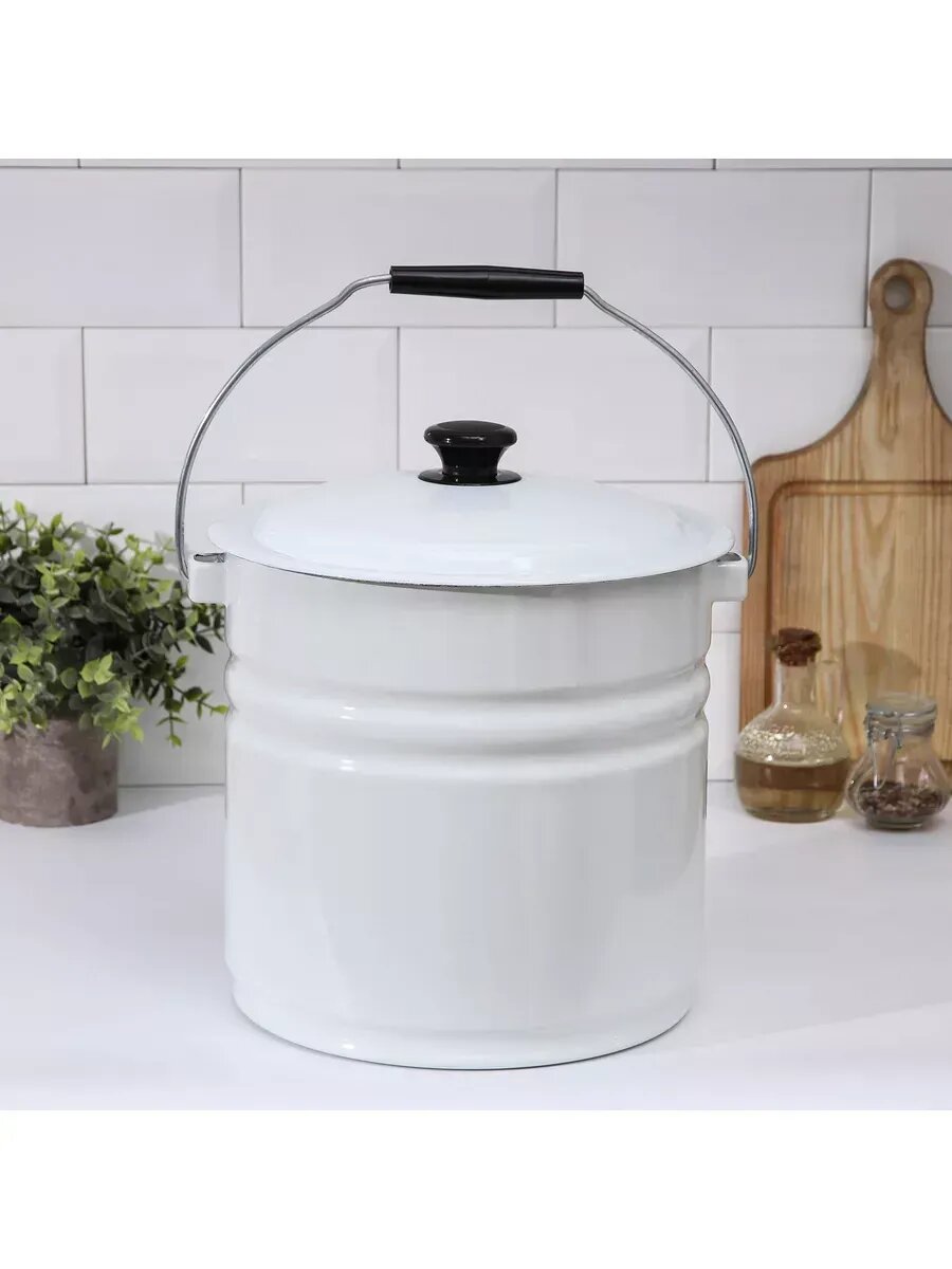 Ведро эмалированное 12 л, с крышкой