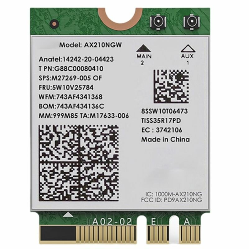 Беспроводной модем, Трехдиапазонный сетевой адаптер AX210, 5400 Мбит/с, Bluetooth 5.3, 1 комплект