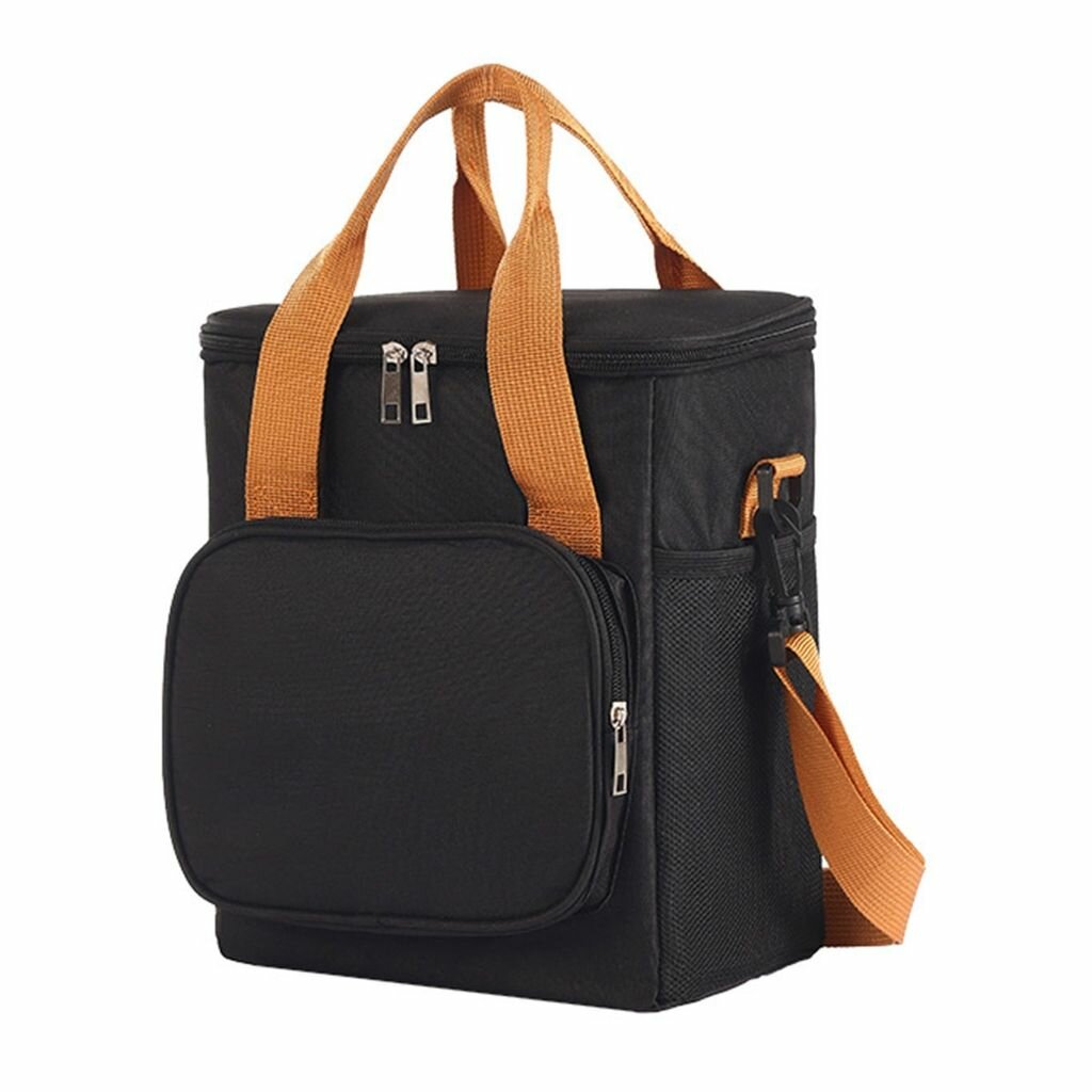 Термоизоляция и сохранение в холодном состоянии портативная сумка-ланч-бокс messenger lunch bag черного цвета
