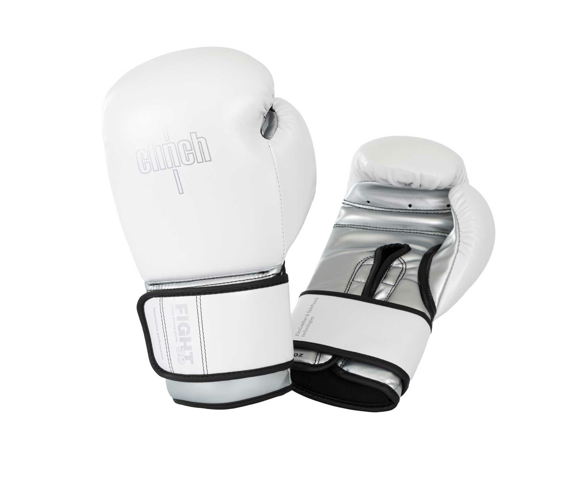 Перчатки боксерские Clinch Fight 3.0 бело-серебристые (вес 10 унций)