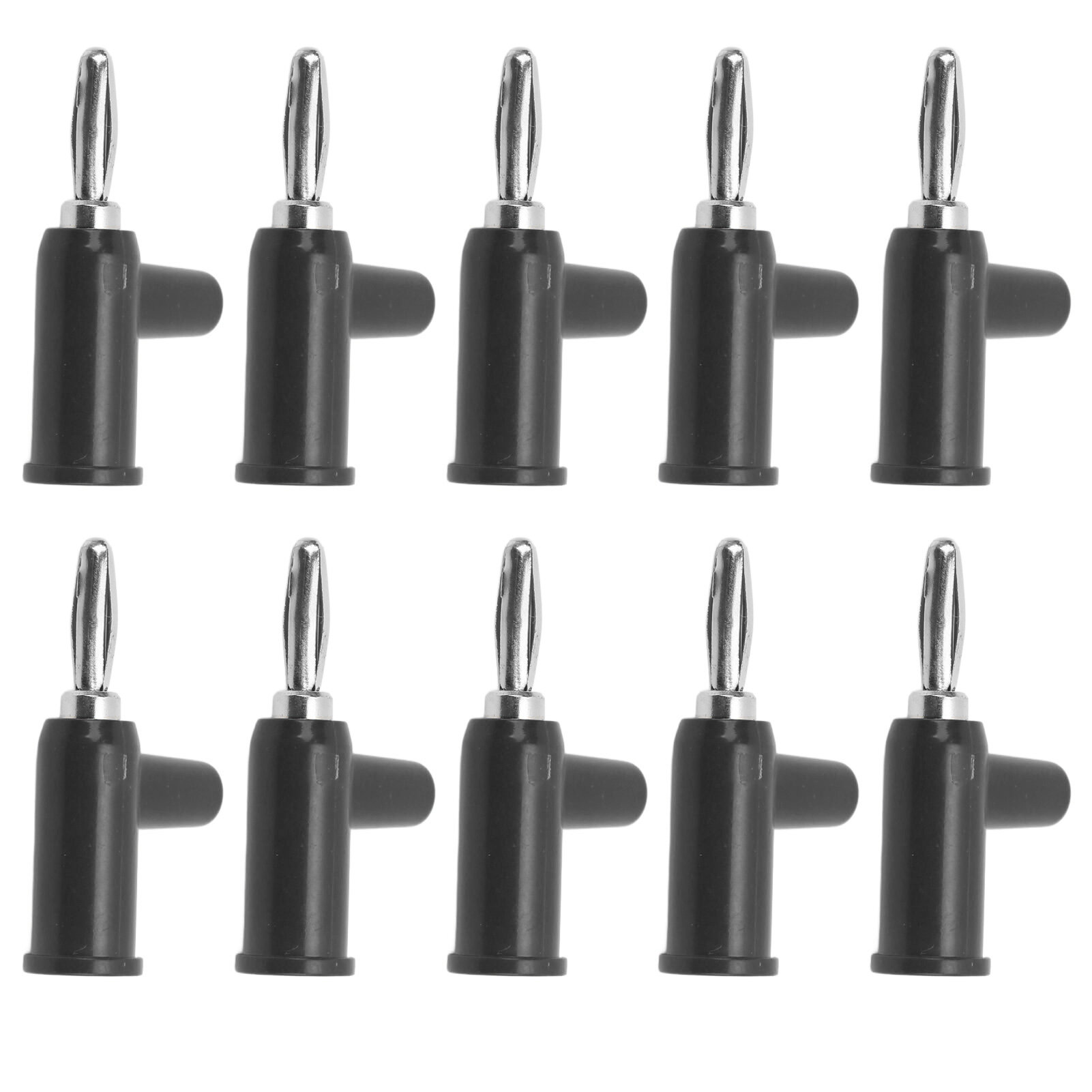 10pcs Stackable Banana Plug 4mm/0.2in Solderless Brass Standard Size Connector for Security AccessoriesBlack