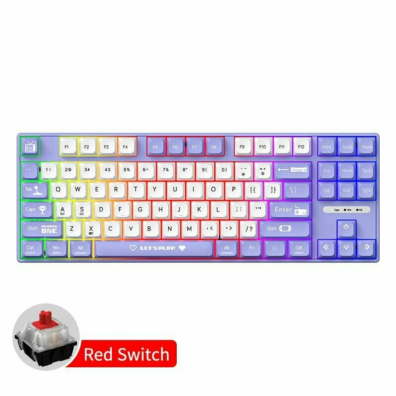 Проводная механическая клавиатура JAZZ AK870 MC с прокладкой, 87 клавиш, PBT-колпачок с возможностью горячей замены