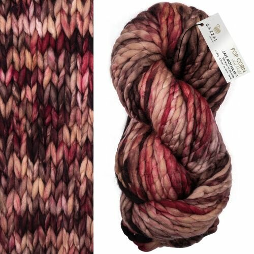 Пряжа Gazzal Popcorn 5263 терракот/шоколад (150г/68м, упаковка 3 мотка)