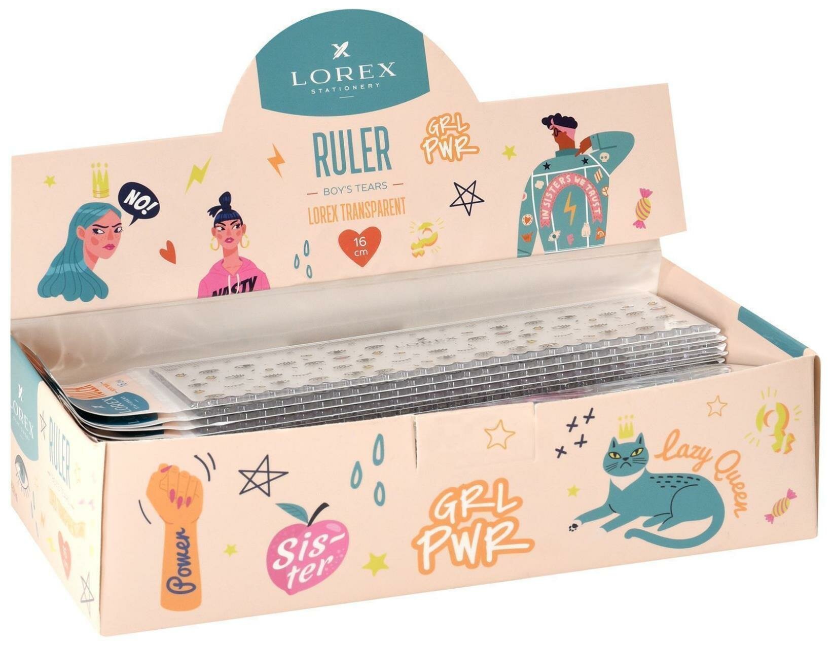 Линейка 1 шт LOREX BOYS TEARS 16 см пластик с принтом, ассорти, с европодвесом