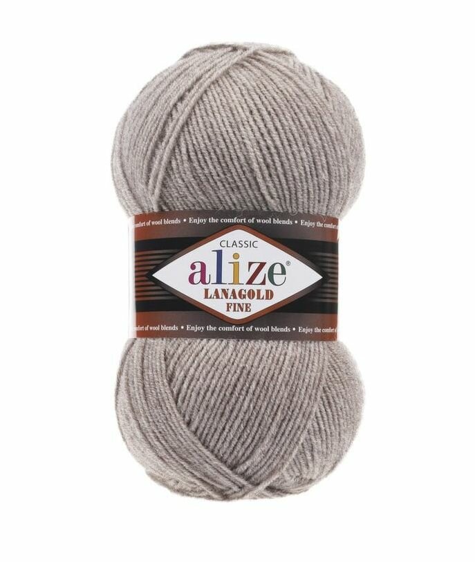 Пряжа Alize Lanagold Fine №207, 49% шерсть 51% акрил, 500гр.