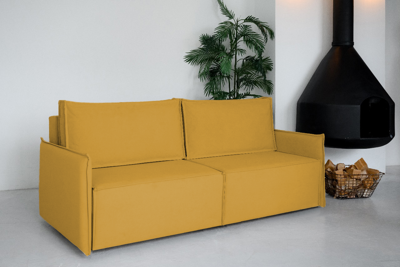Диван-кровать раскладной "Минор" 202*90*78, жёлтый. еврокнижка.