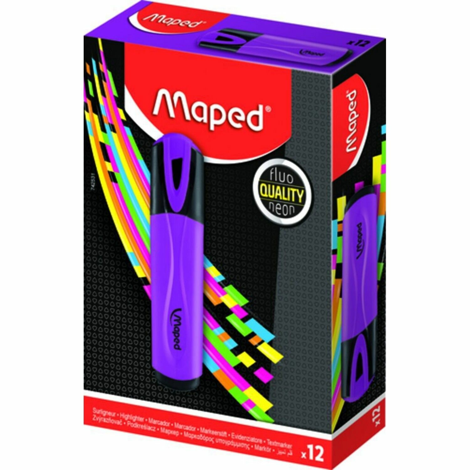 Текстовыделитель MAPED 1-5мм, классик, фиолетовый. Комплект из 12 текстовыделителей