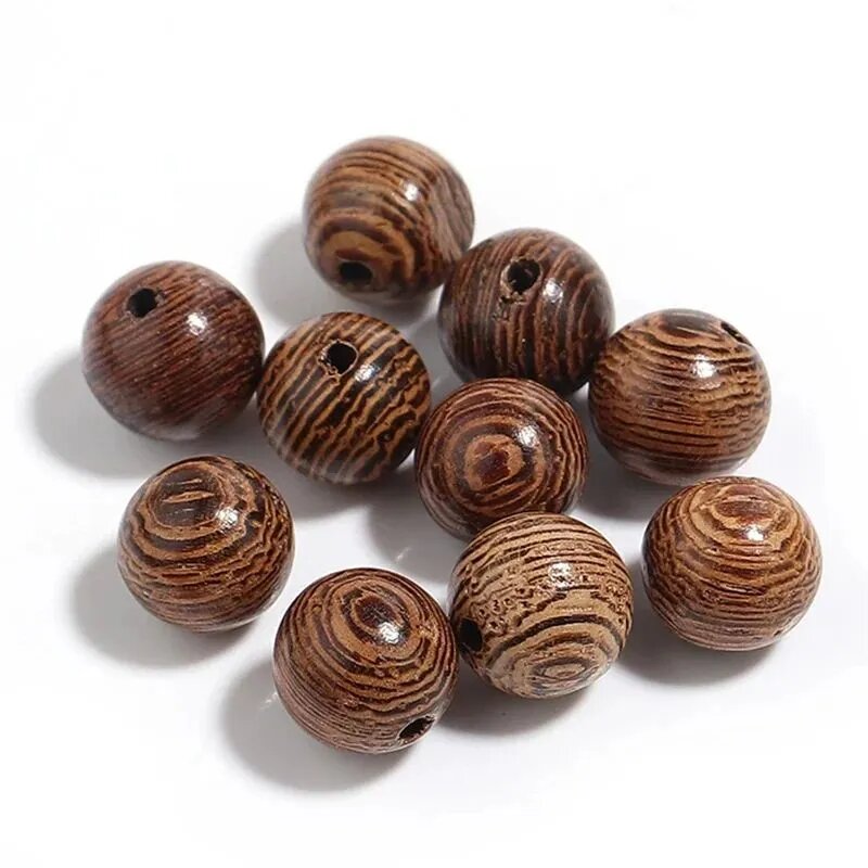 Бусины круглые 12 мм, дерево Венге (30 шт.)