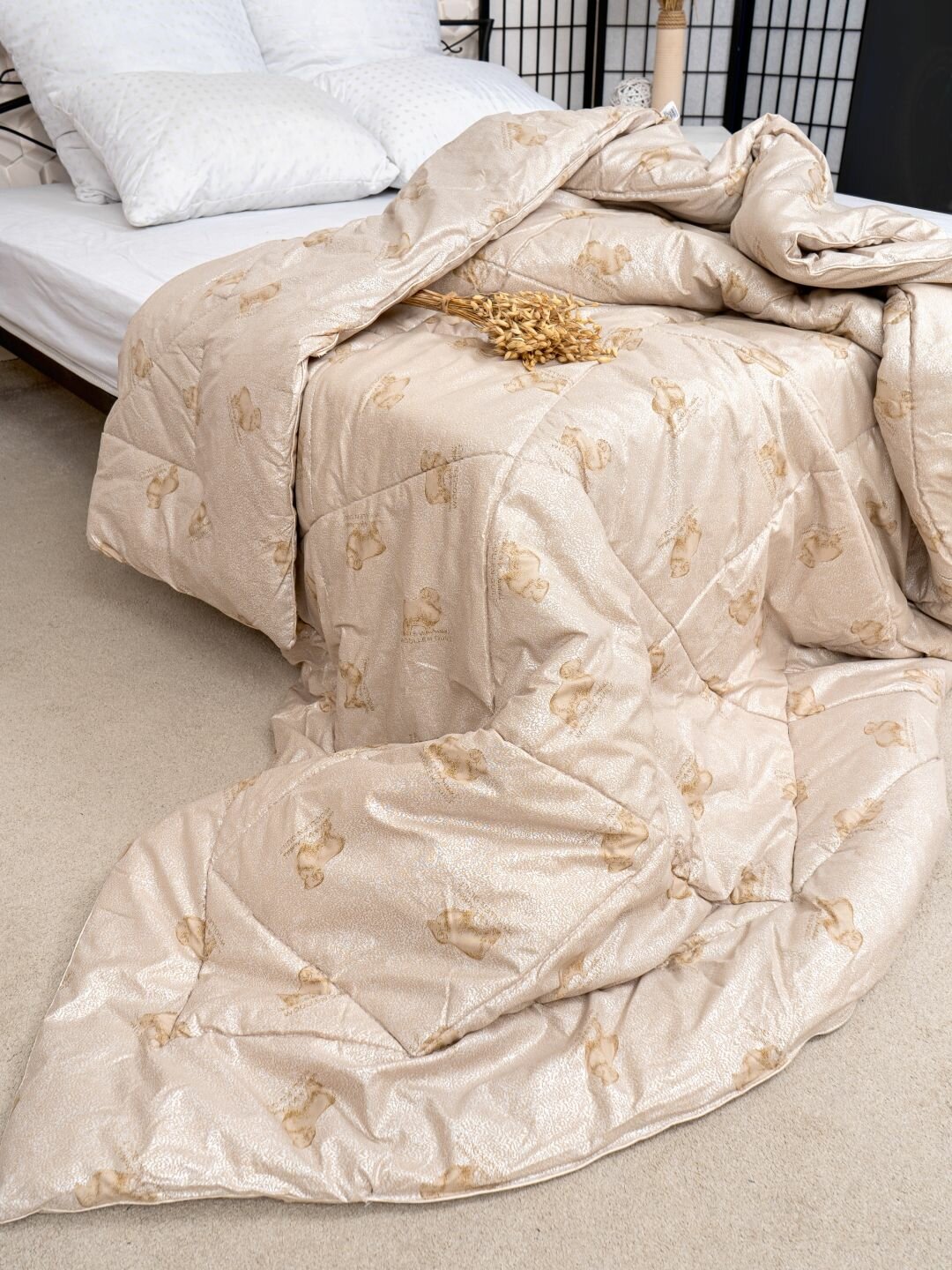 Одеяло 1,5 спальное, облеченное, летнее, полутороспальное, овечья шерсть, 140 х 205см