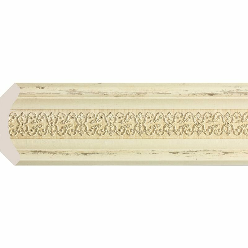 Карниз, Интерьерный багет, набор 2 шт. 110х78х1100мм, Бежевый с патиной Cosca 169-1028