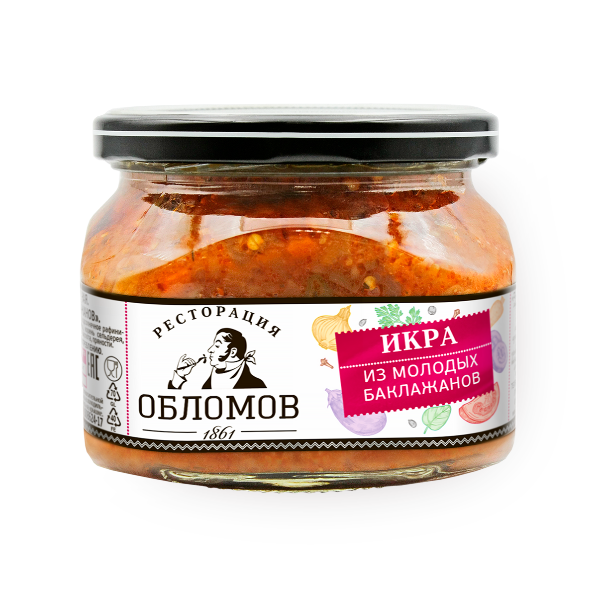 Икра из баклажанов "Ресторация Обломов", стеклянная банка, 320 г