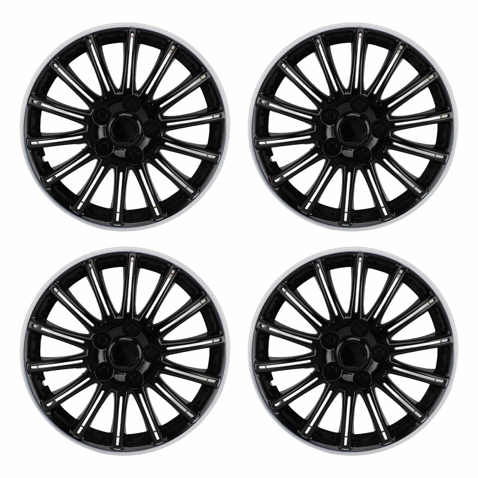 Колпаки колесные 14 дюймов черно-белые (4 шт.), усиленная конструкция, защита дисков