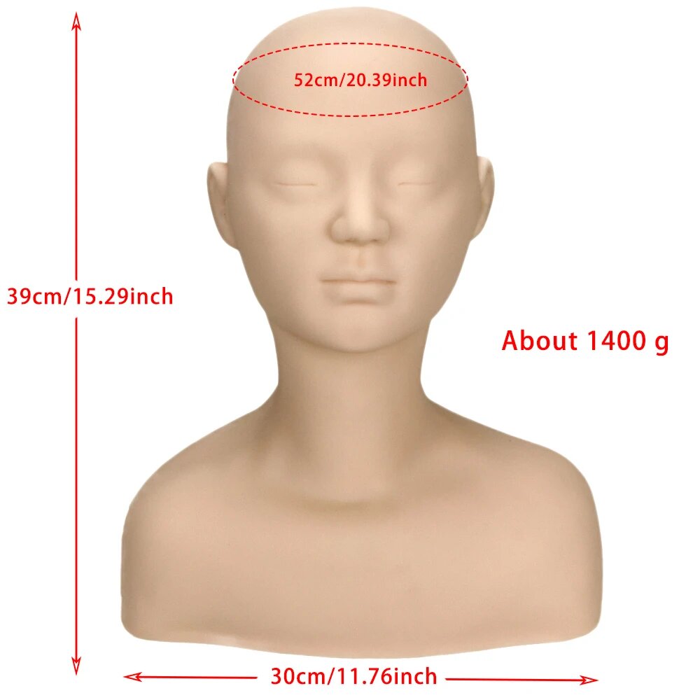 Большая Многофункциональная Голова Манекена С Плечами Мягкая Тренировочная Модель Для Массажа Лица И Практики Макияжа Женский.
