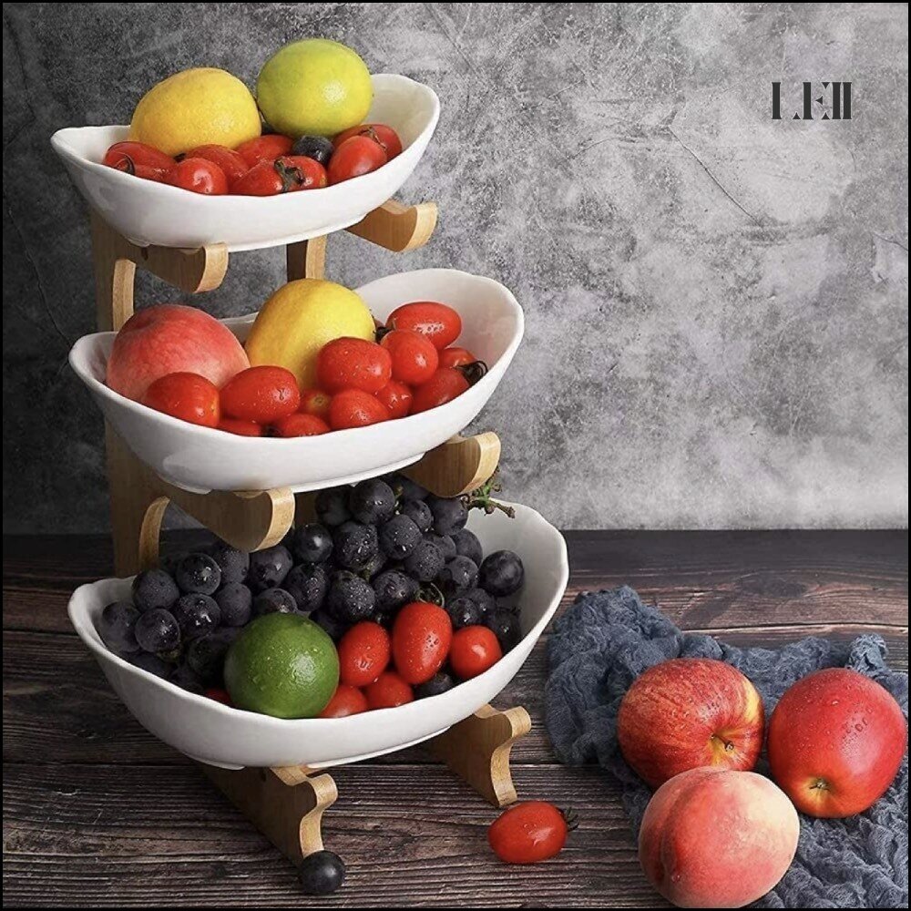 Фруктовница менажница трехъярусная / 3х ярусная ваза для фруктов / подставка для пирожных конфет трехъярусная