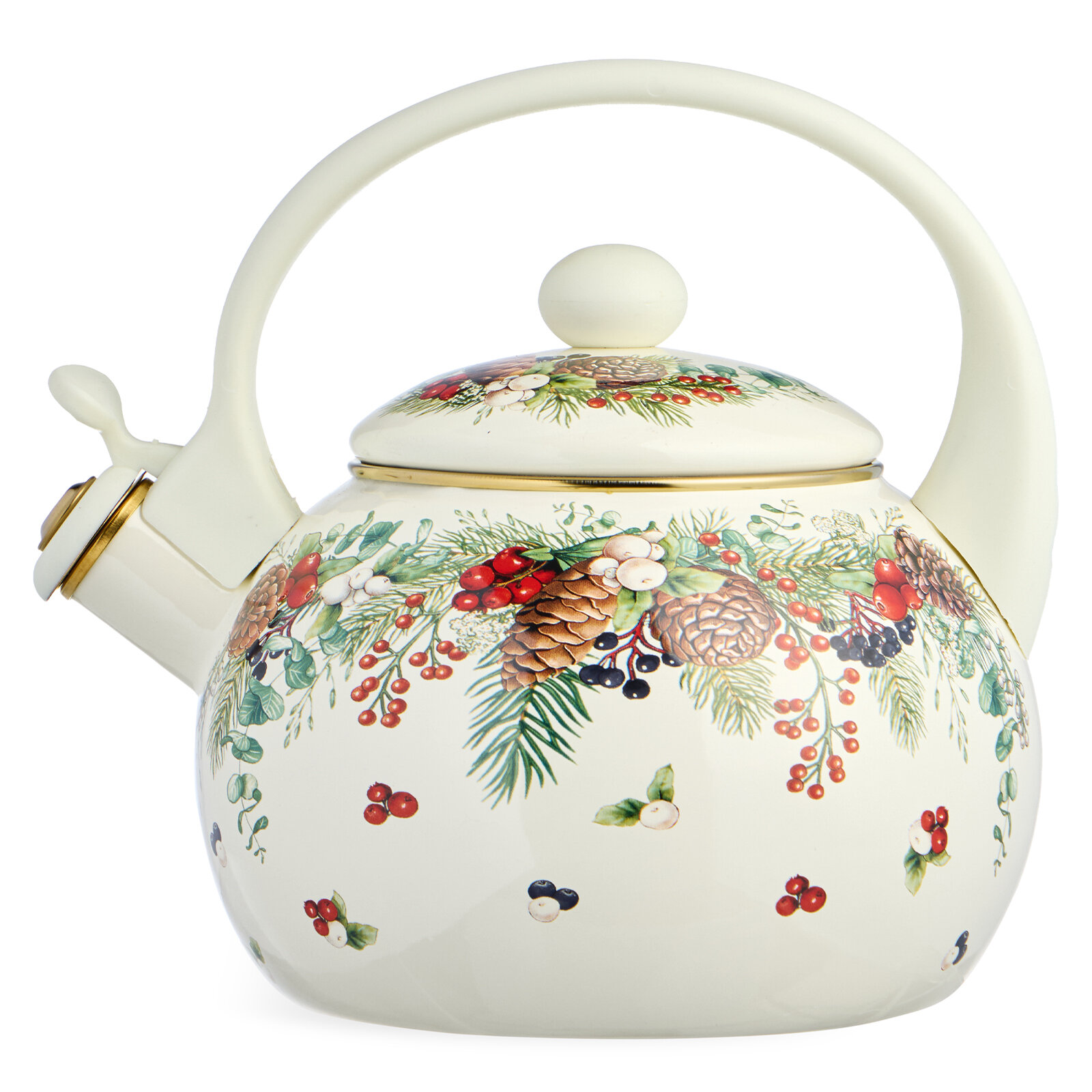 Чайник 943-080 agness эмалированный со свистком серия celebration, 2,2 л, индукция