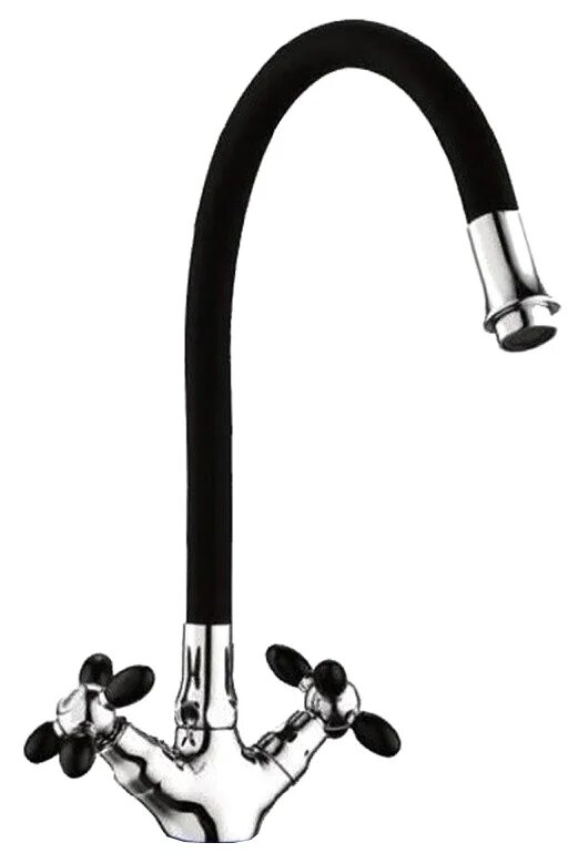 Смеситель для кухни Fashun A44127-7 с гибким изливом, с поворотным изливом, хром, черный, вентильный