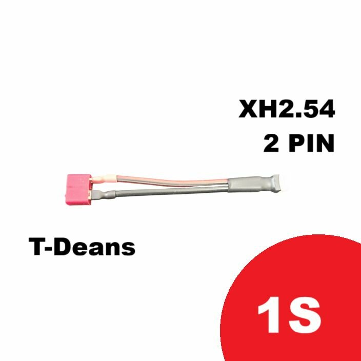 Переходник T Deans - XH2.54 2Pin (1 шт.) 87 балансировочный разъем 1S для Lipo аккумуляторов 2-Pin JST-XH 2-х контактный T-Plug, Т-динс красный штекер адаптер Balance Male кабель SH JST ZH PH RCL-1S